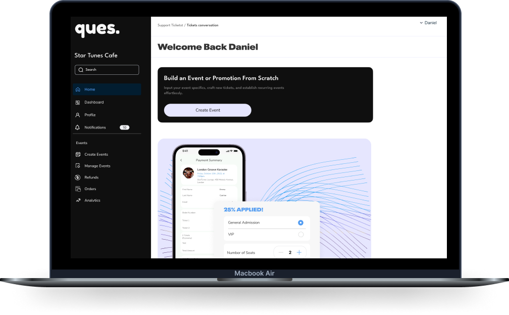Ques : Event Management